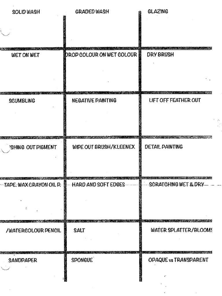 Art Lesson Plan Ideas For Water Colour Painting and Image Transfer | PDF