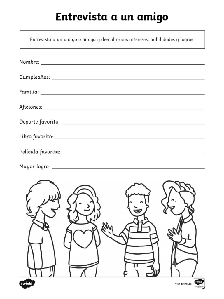 Entrevista a un Amigo: Actividades Escolares | PDF