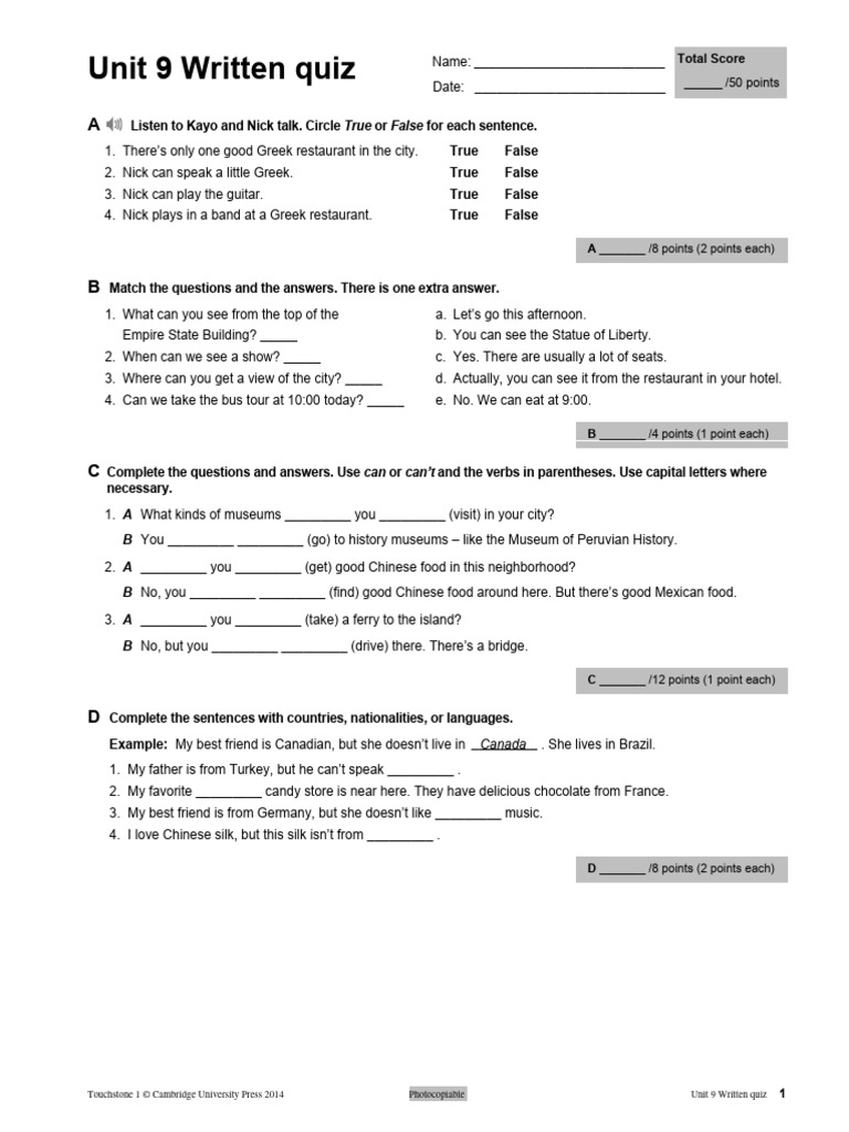 Unit 9 Written Quiz Overview | PDF
