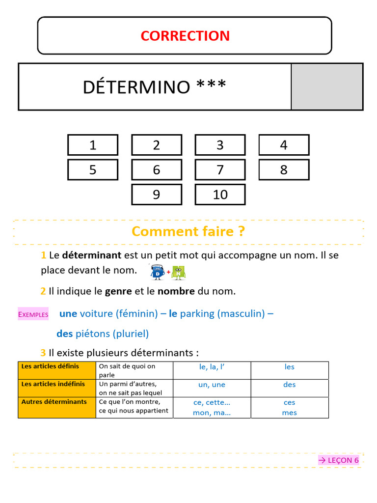 Comprendre les déterminants en français | PDF