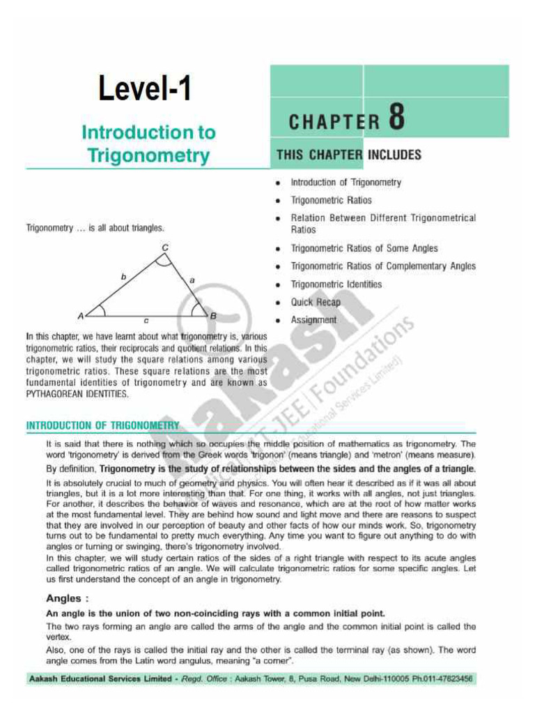 Introduction of Trigonometry | PDF
