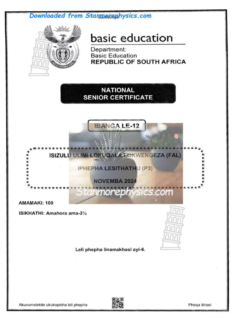 NSC-IsiZulu-FAL-Grade-12-November-2024-P3-only | PDF NSC-IsiZulu-FAL-Grade-12-November-2024-P3-only | PDF