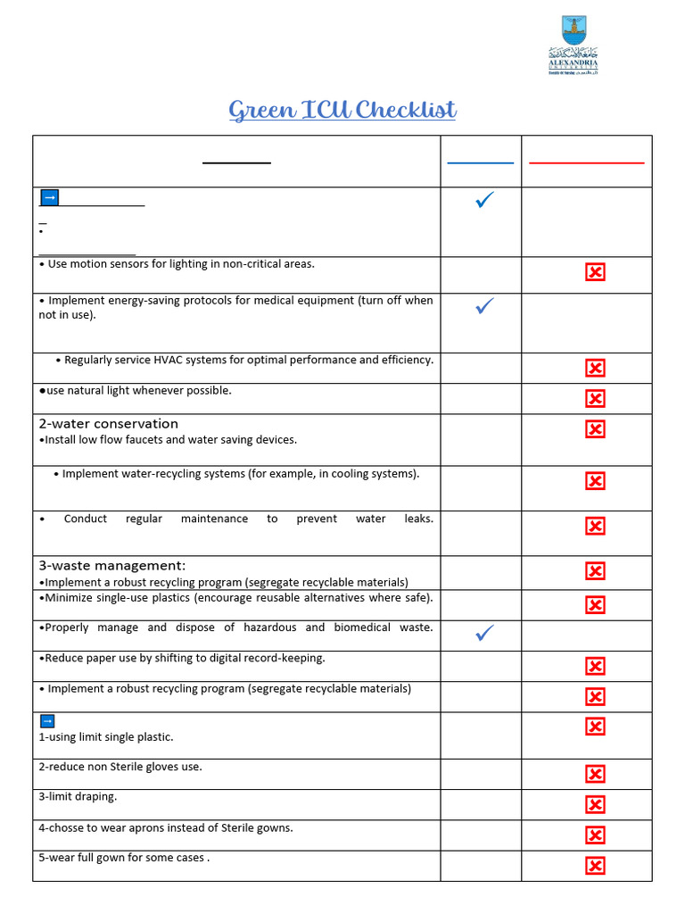 Green icu checklist G22 Sunday morning | PDF | Intensive Care Unit ...