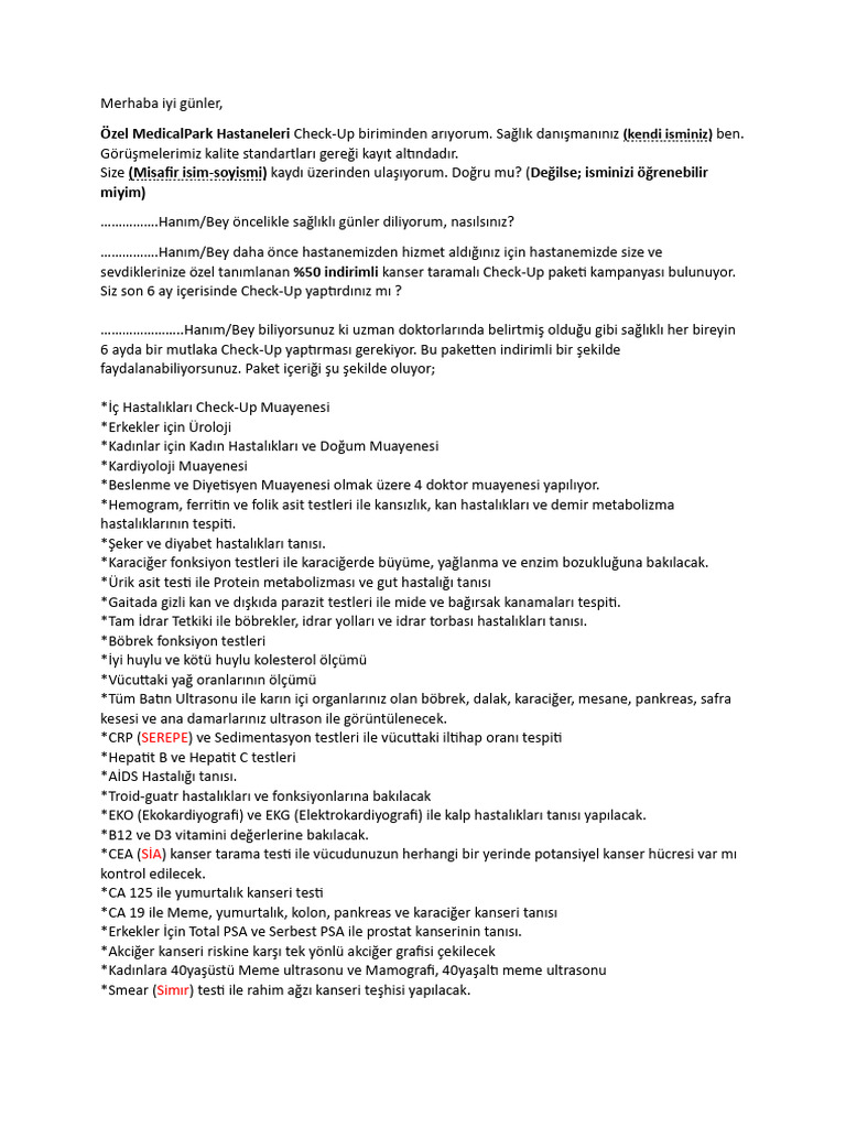 Medical Park Script | PDF