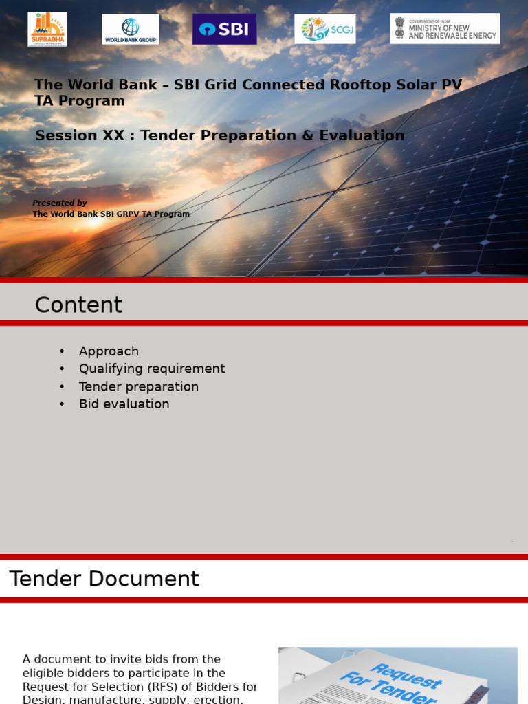 Session 20 - Tender Preparation - Evalution | PDF | Photovoltaic System | Photovoltaics