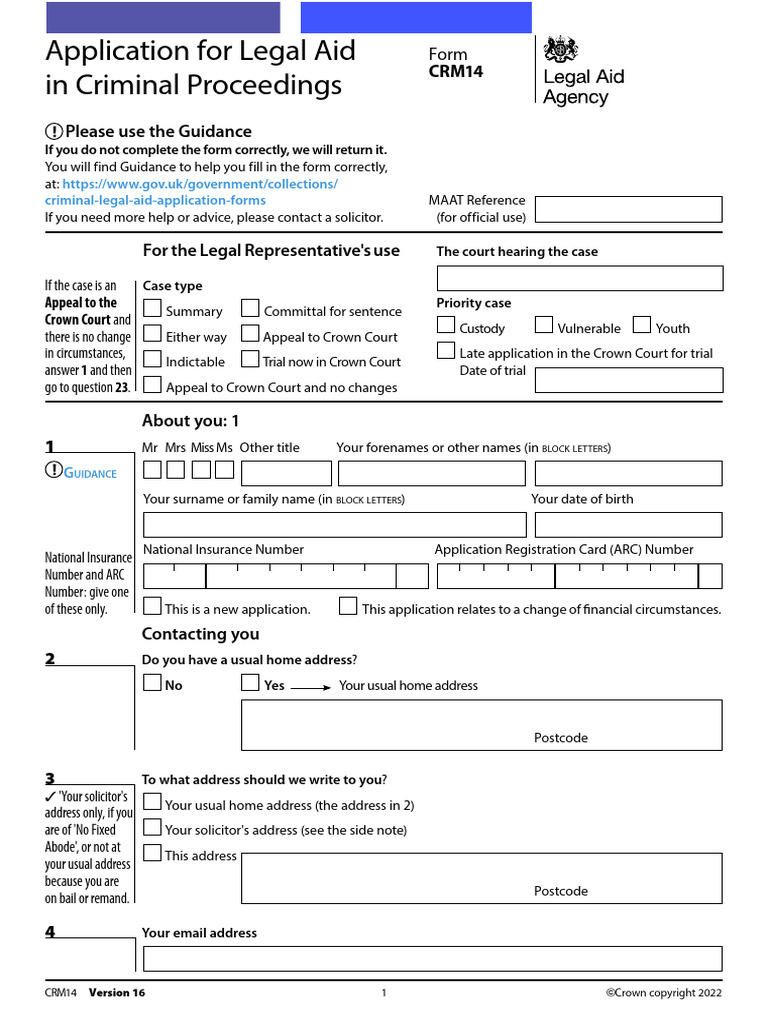 Crm14 Form | PDF | Legal Aid | Justice