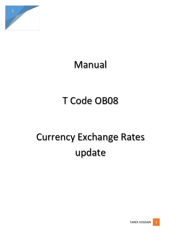 Manual - T Code OB08 | PDF