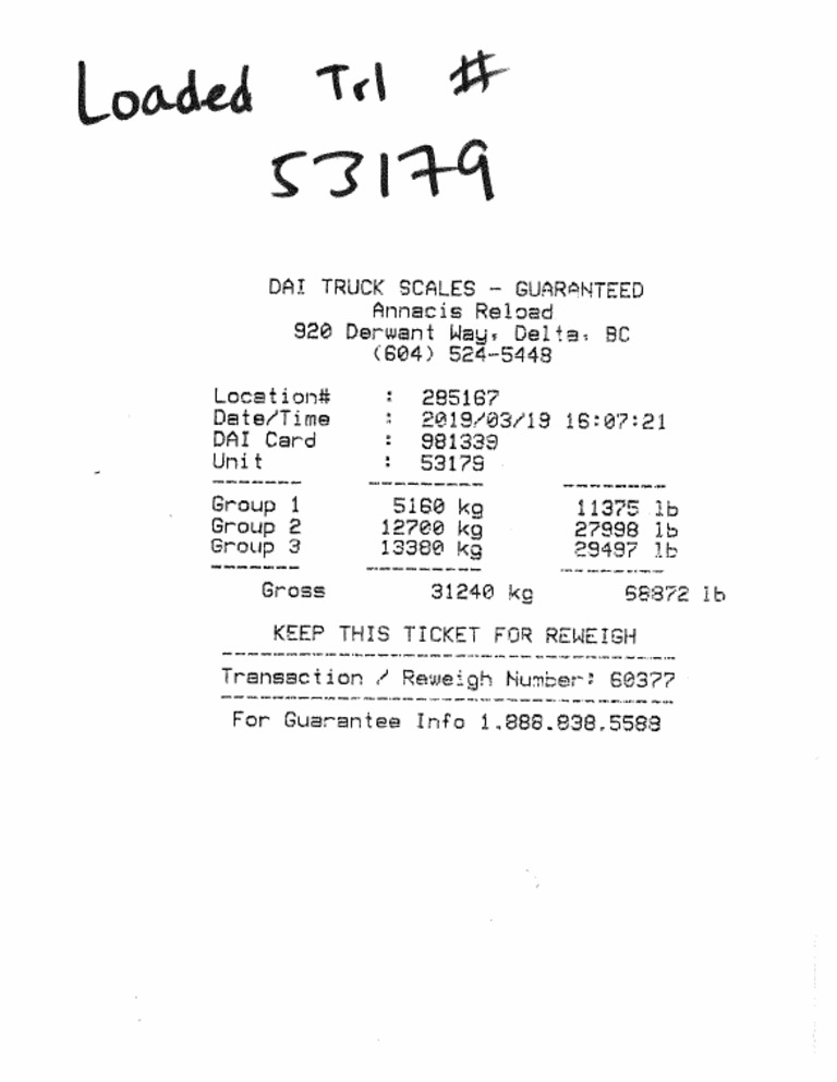 Truck Scale Ticket | PDF