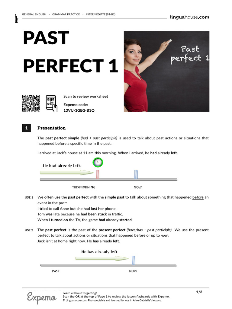 Past Perfect 1 American English Teacher Ver2 BW | PDF | Syntax | Linguistic Morphology