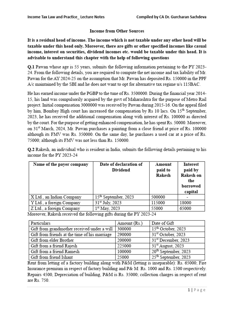 Income From Other Sources | PDF | Taxation In The United States | Life ...
