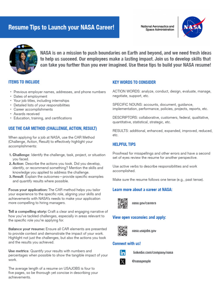 Nasa Resume Tips Brochure | PDF | Résumé | Employment
