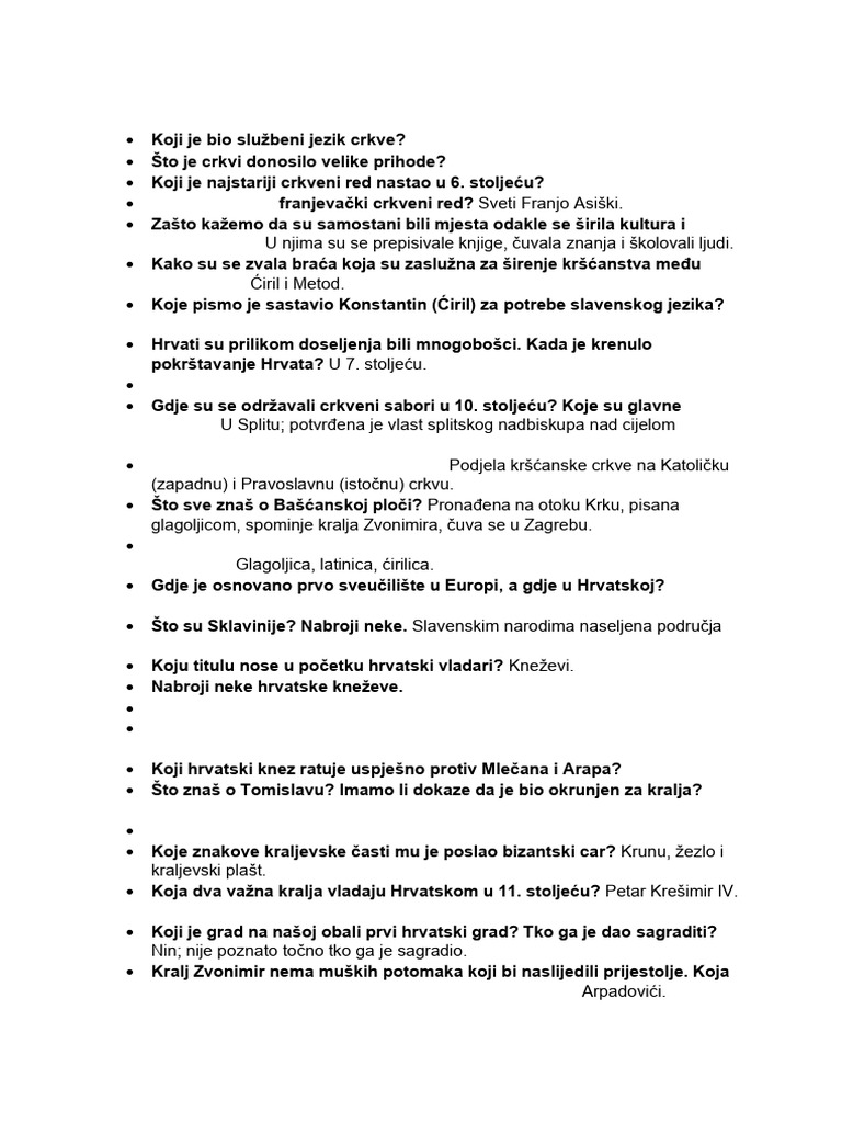 Povijest 6.r.-Pitanja Za Ponavljanje | PDF