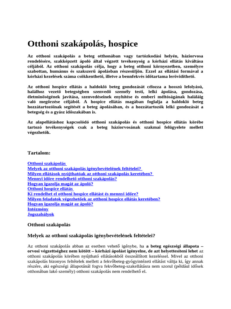 Otthoni Szakápolás | PDF