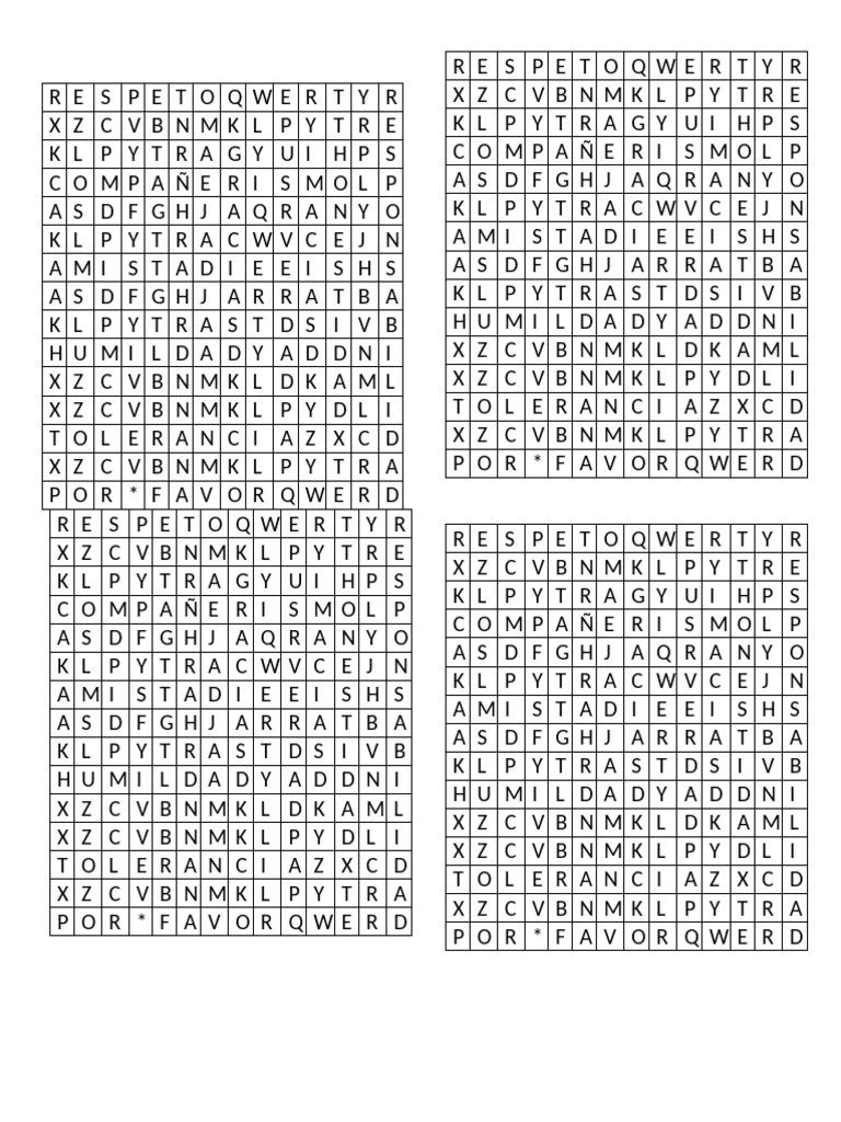 Sopa de Letras Valores | PDF