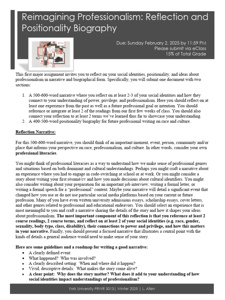 Professionalism and Positionality Reflection | PDF | Narrative ...