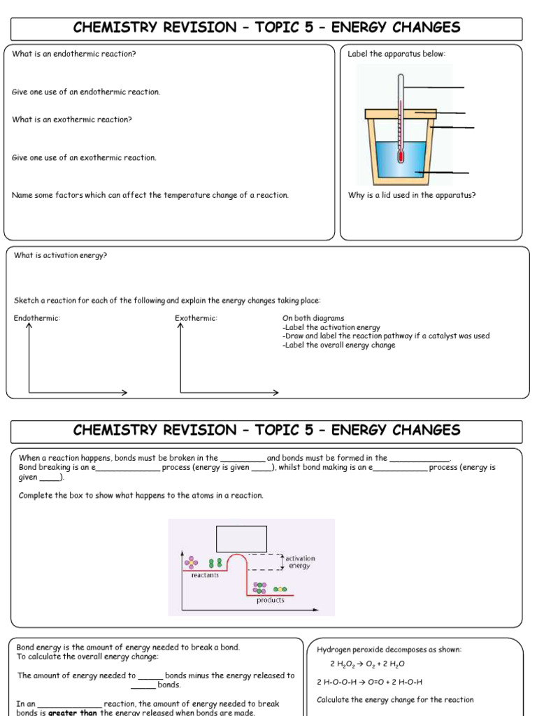 Chemistry Energy Changes Revision Guide | PDF | Chemical Reactions ...