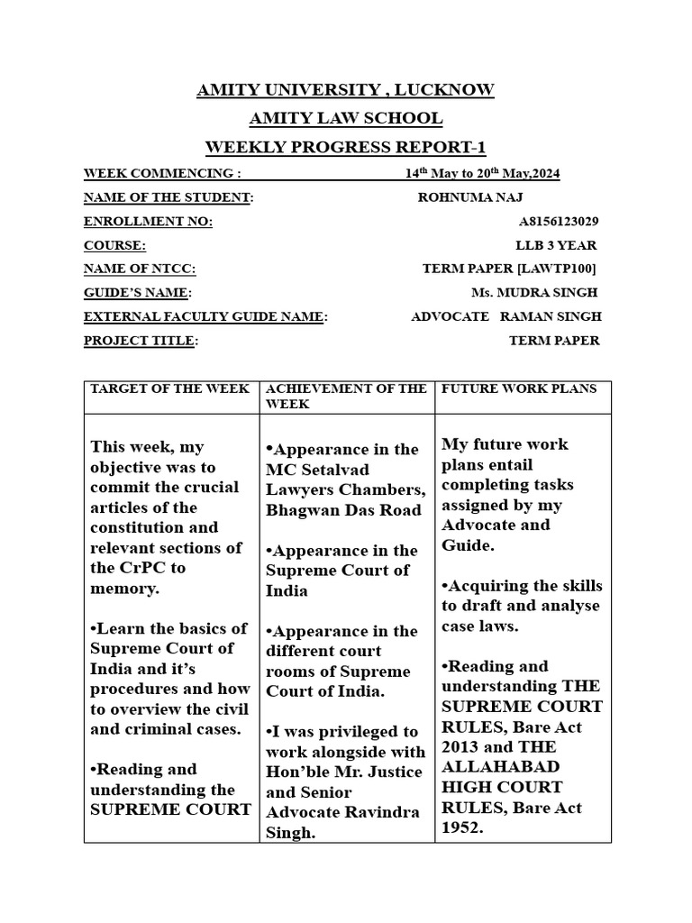 WPR 1 Rohnuma Naj 029 NTCC | PDF | Advocate | Supreme Court Of India