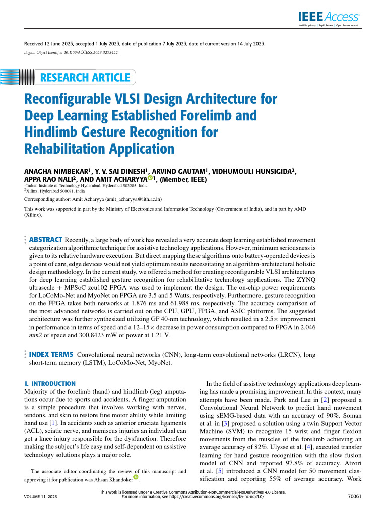 Reconfigurable VLSI Design Architecture For Deep Learning Established Forelimb and Hindlimb ...