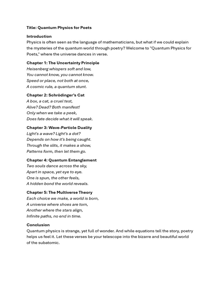 Quantum Physics Explained in Poetry | PDF