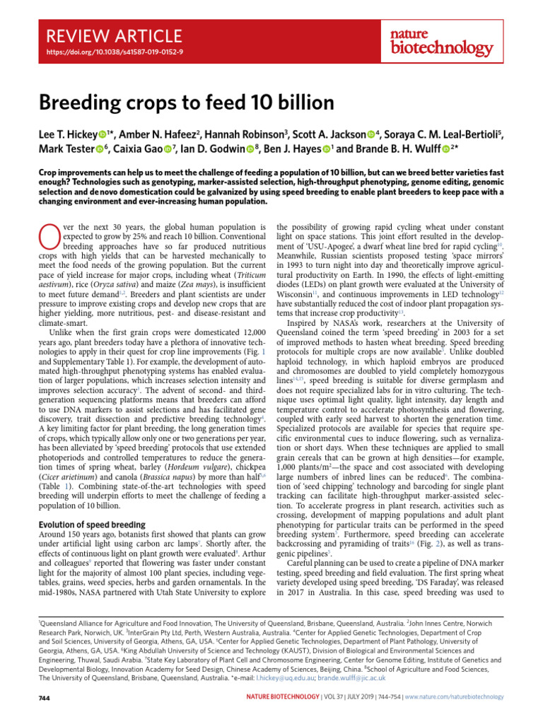 Breeding Crops To Feed 10 Billion | PDF | Plant Breeding | Natural ...