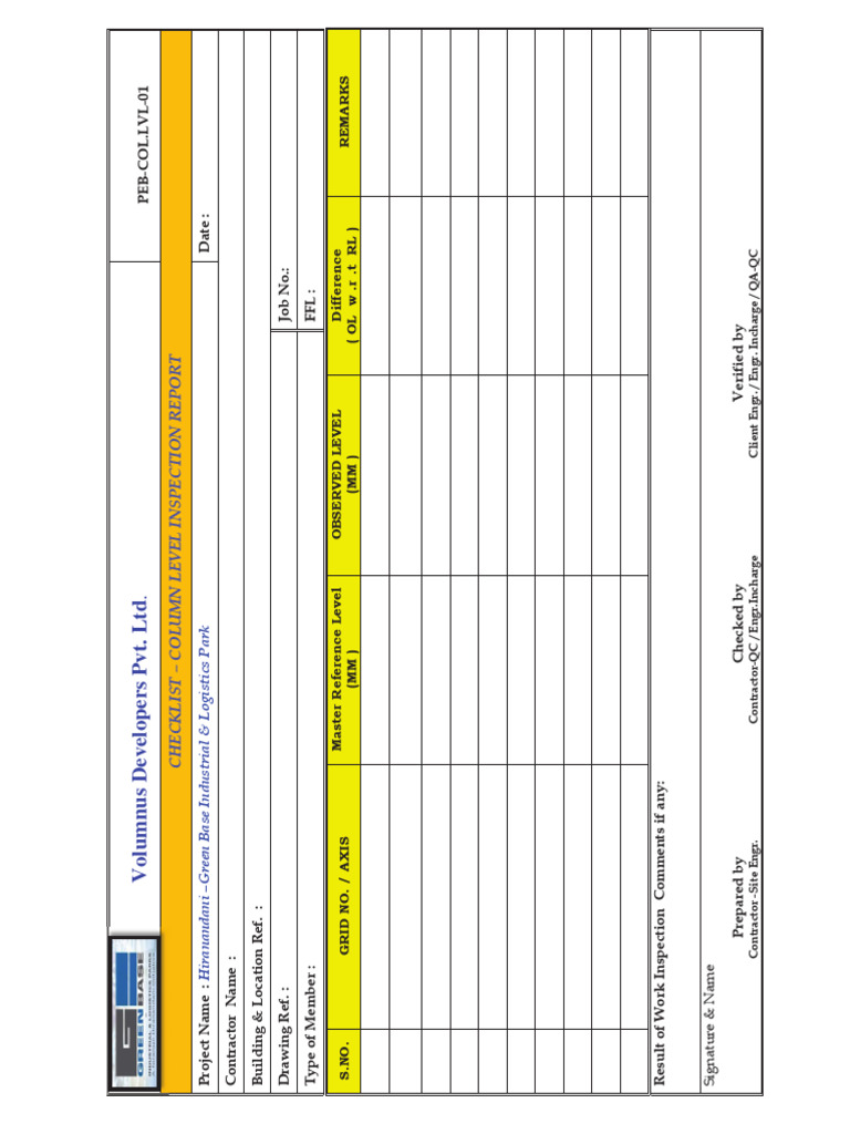 3.PEB-Column Level Checklist | PDF