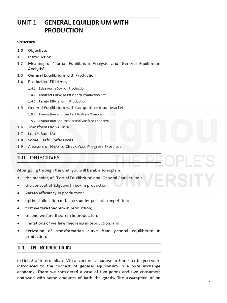 Unit-1 | PDF | General Equilibrium Theory | Welfare Economics