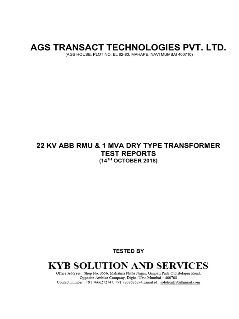 Test report for AGS Mahape 14th Oct 2018 (4) | PDF | Transformer ...
