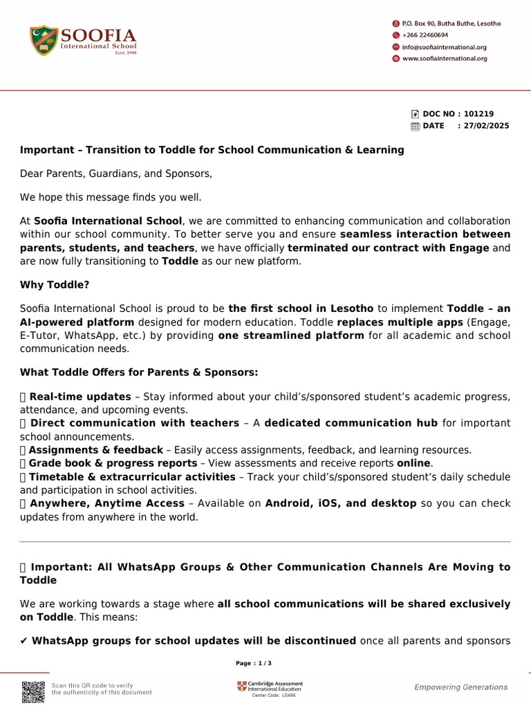 Toddle Transition for Parents | PDF | Mobile App | Mobile Software