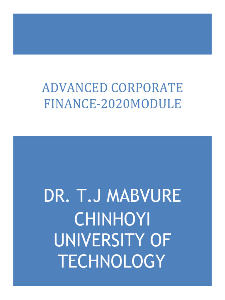 Advanced Corporate Finance Module, August-December 2020 SE-1 | PDF ...