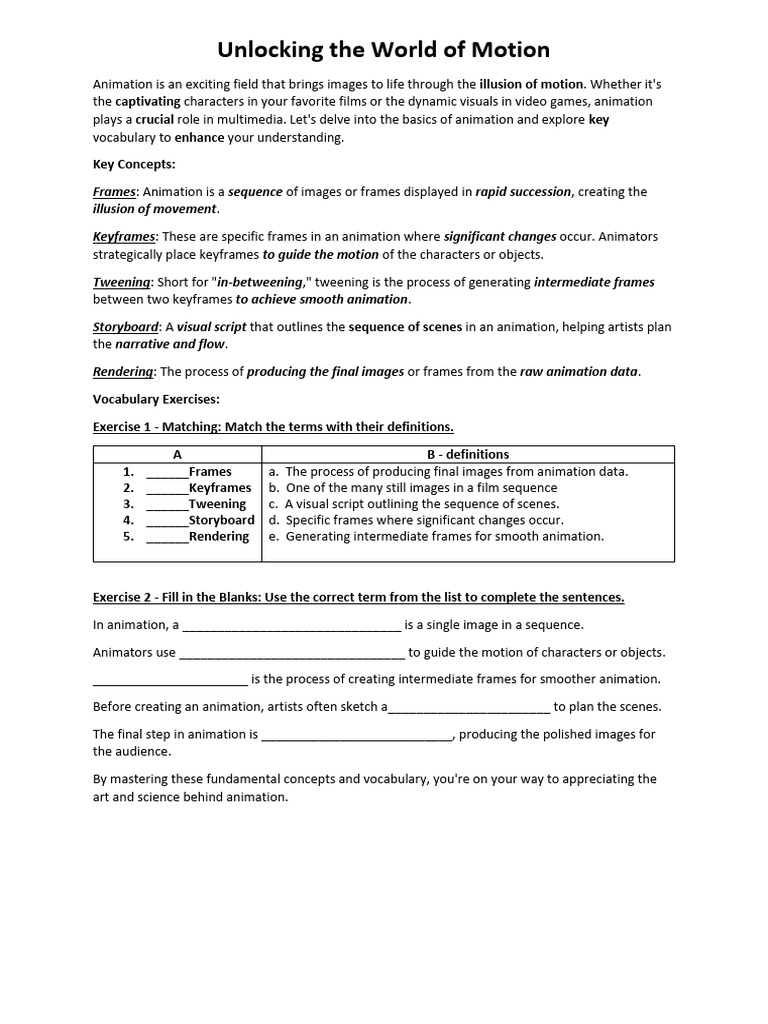 Unlocking The World of Motion TASK | PDF | Animation | Frame Rate