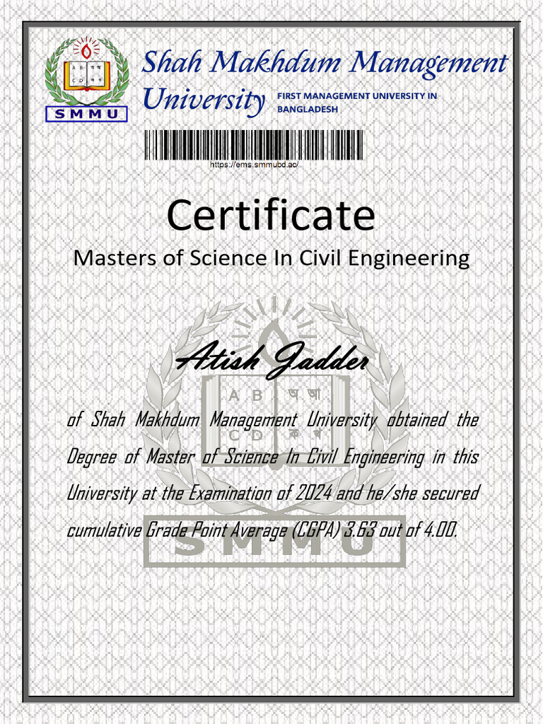 Atish Jadder, SMMU Certificate | PDF