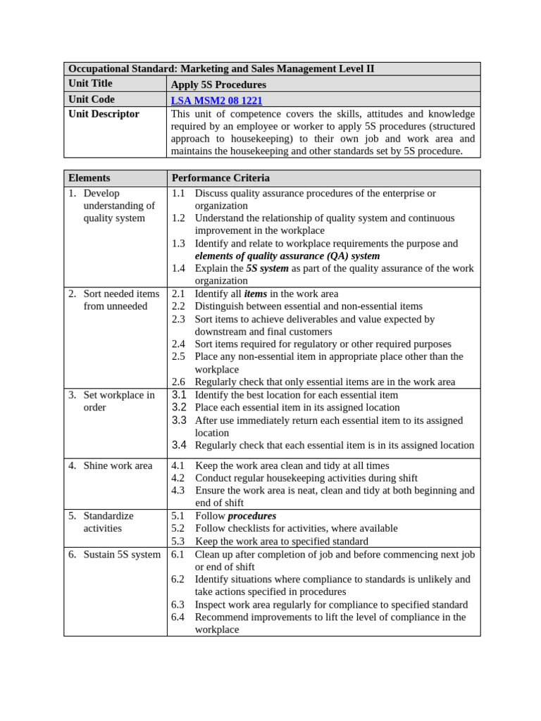 Apply 5S Procedure | PDF | Occupational Safety And Health | Personal Protective Equipment