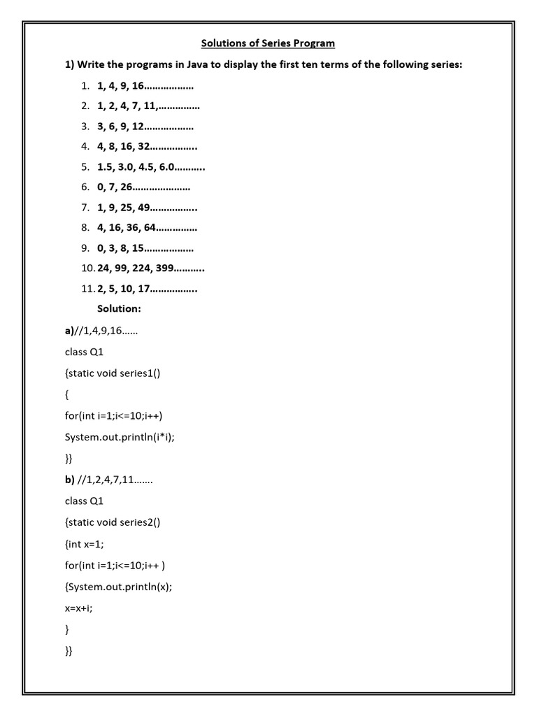 Series Program Solution | PDF | Software Engineering | Computer Programming