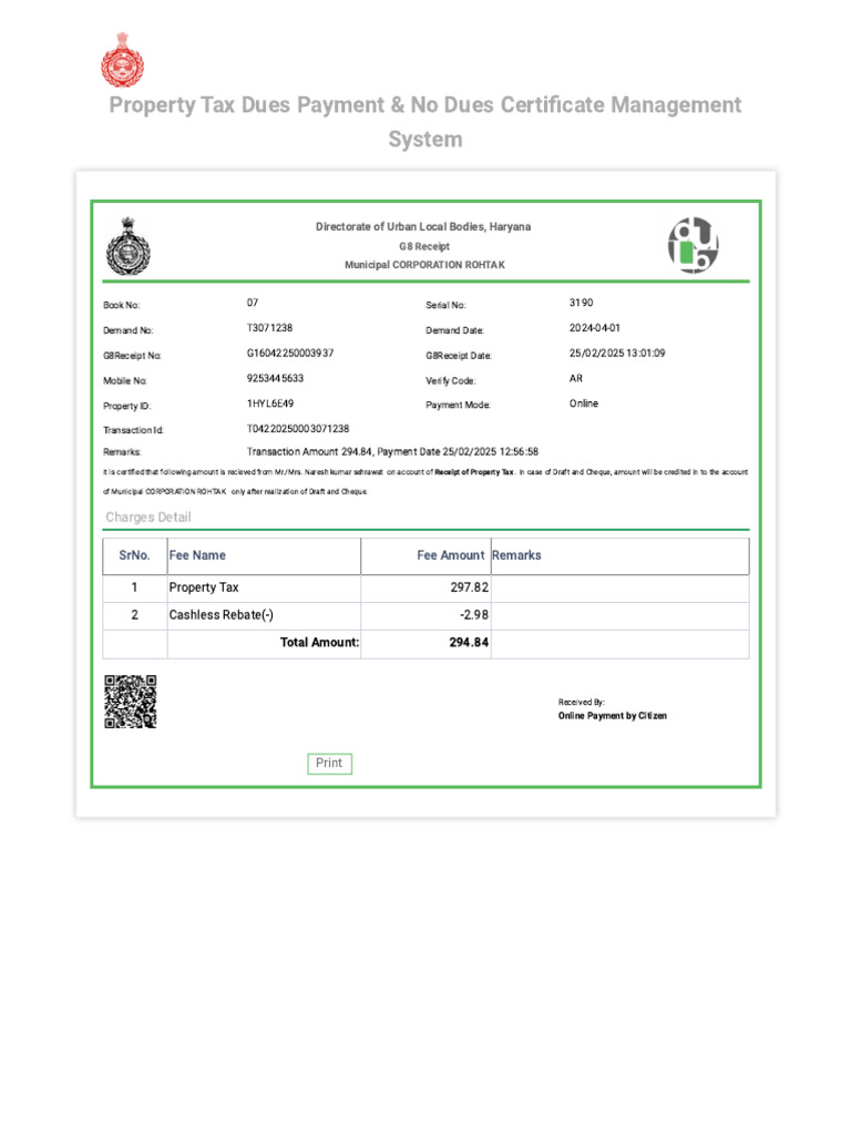 Haryana No Dues Certificate System | PDF | Payments | Cheque