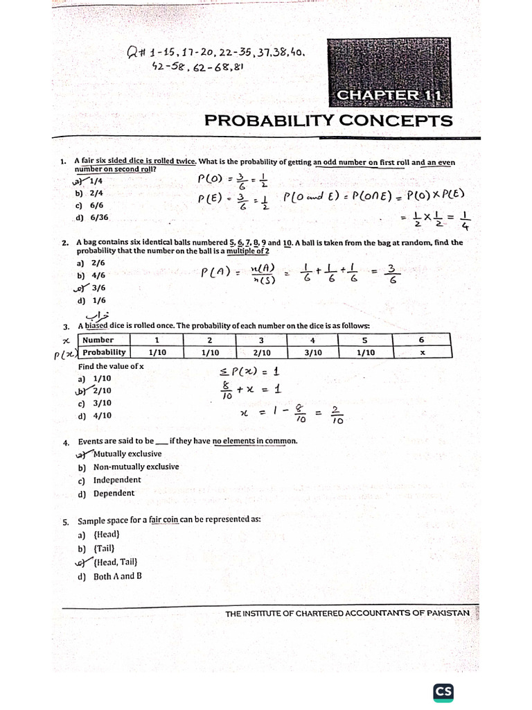 ICAP QM MCQs Ch#11 (Solution) | PDF