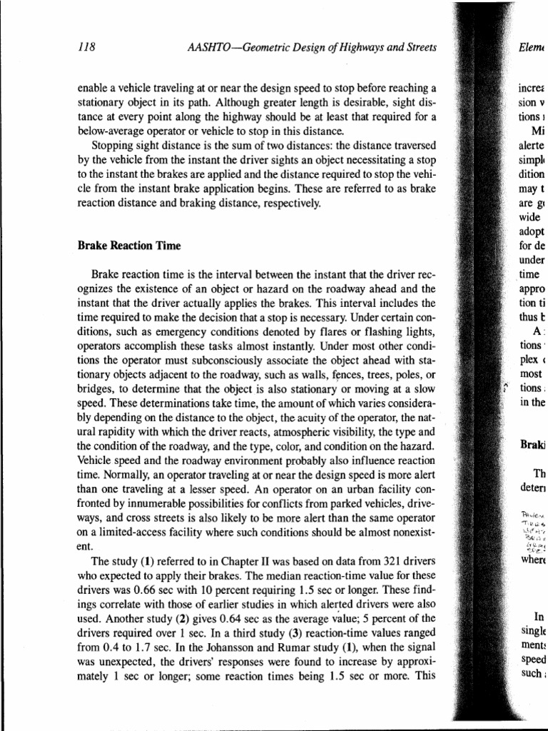 AASHTO 1990 Brake Reaction Time | PDF | Transport