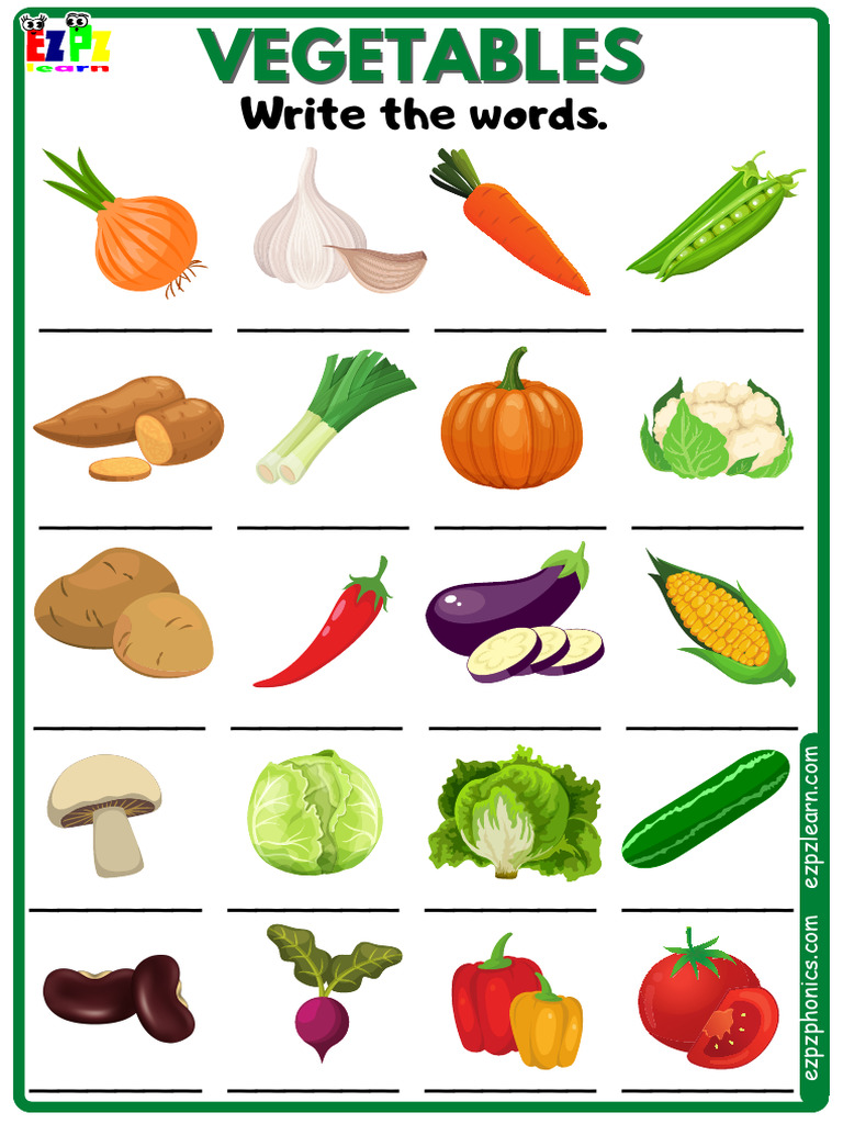 Vegetables Vocabulary Write The Words | PDF