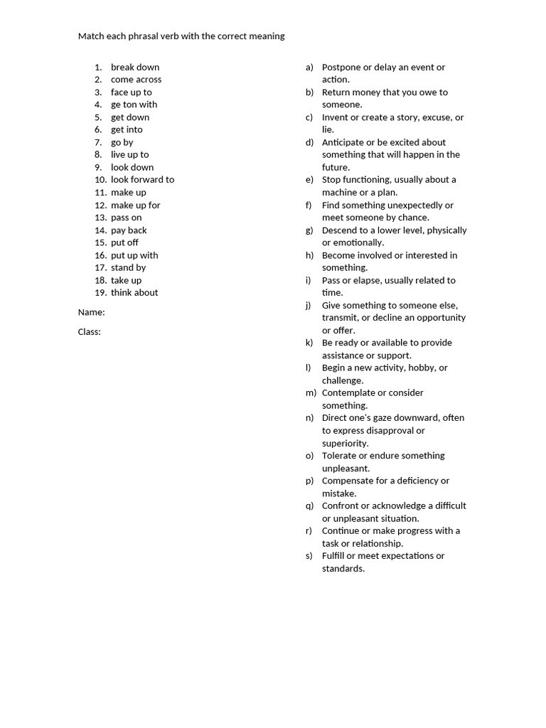 phrasal verbs quiz (1) | PDF | Psychology | Behavioural Sciences