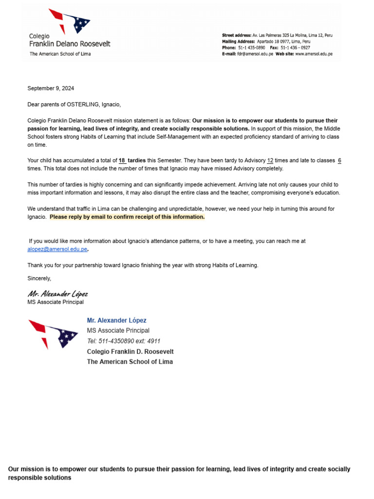 OSTERLING, Ignacio Tardy Letter of Concern | PDF