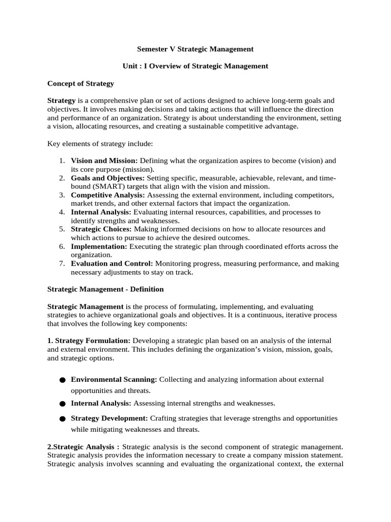Strategic Management Overview and Process | PDF | Strategic Management ...