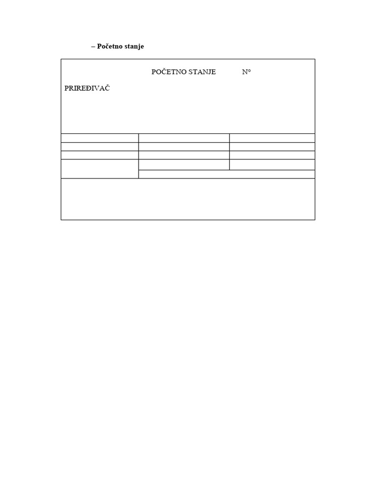 Obrazac Br. 1 - Početno Stanje | PDF