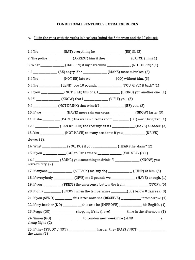 Conditional Sentences Extra Exercises | PDF