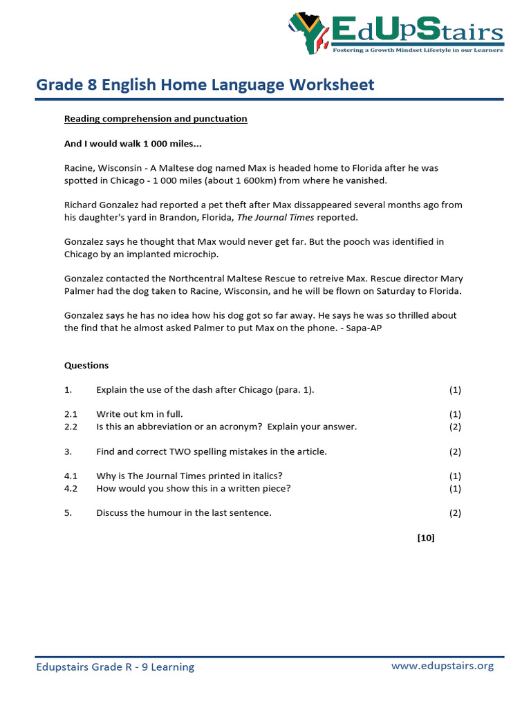 Reading Comprehension and Punctuation | PDF | Punctuation | Writing