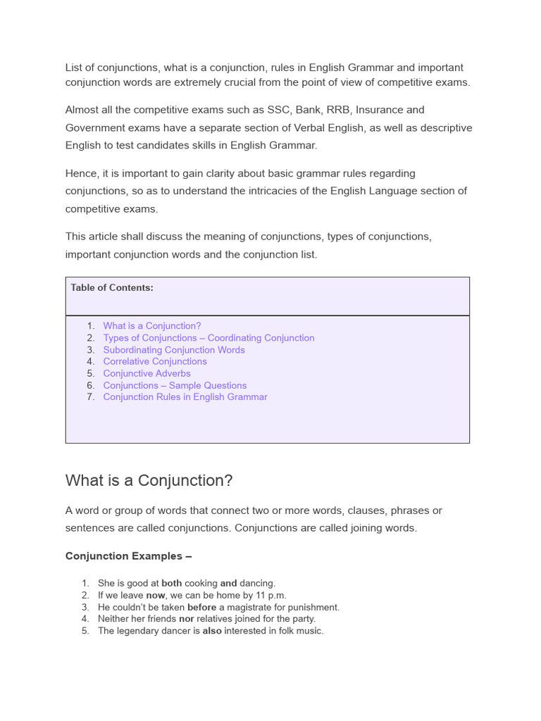 List of conjunctions | PDF | English Grammar | Semantic Units