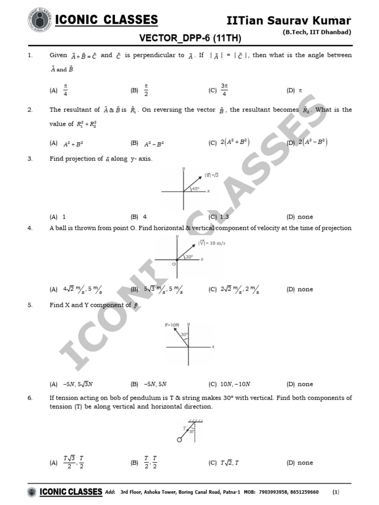 Vector Problems for 11th Grade Physics | PDF | Geometry | Physical Quantities