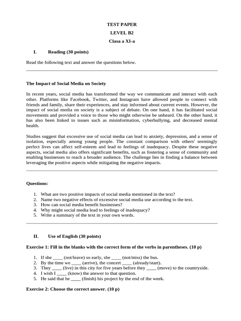 Social Media's Impact on Society Test | PDF | Social Media | Popular ...