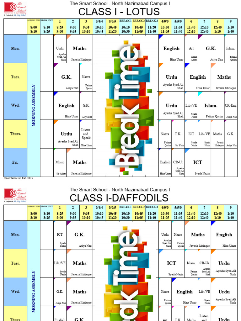 TT C1 CLASSWISE FOR SCHOOL JAN FEB 2025 Revised | PDF | Ali | Life Of Muhammad