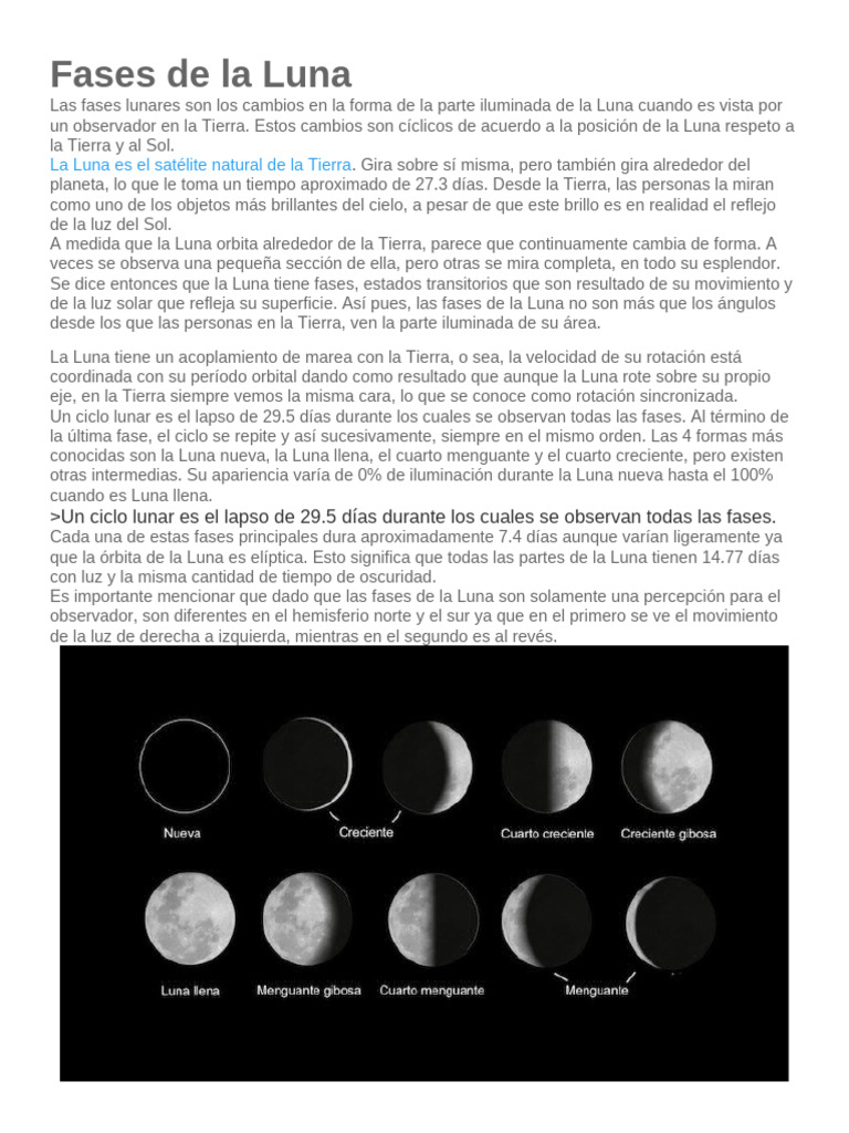 Fases de la Luna para Imprimir PDF | PDF | Luna | Tierra