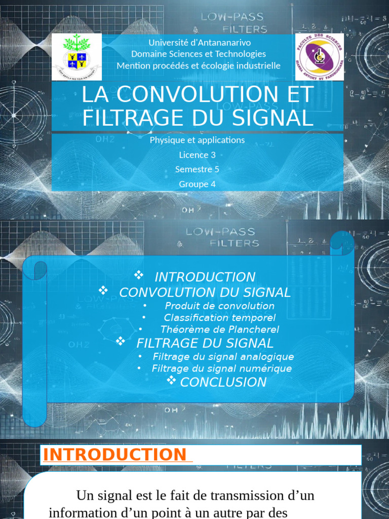 Convolution et Filtrage du Signal | PDF | Filtre (électronique ...