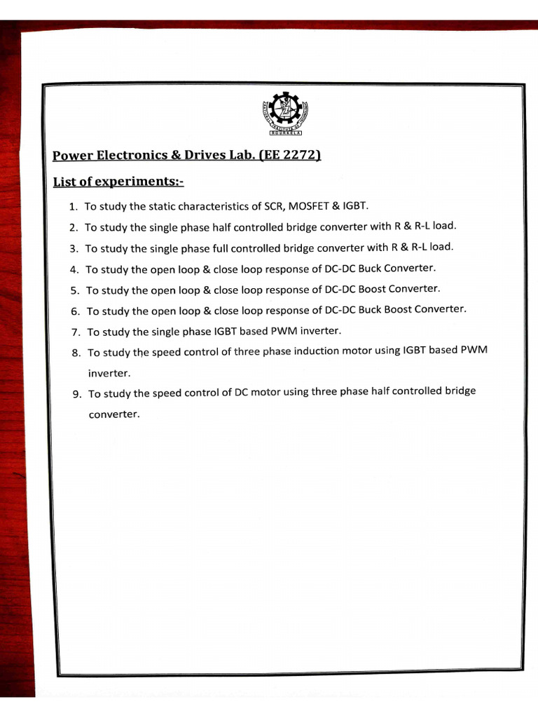 Power Electronics Lab Manual | PDF